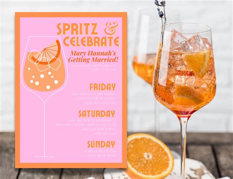 Aperol Spritz Bachelorette Invitation Template Spritz Party Etsy
