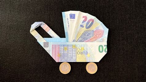 Geldscheine falten für Geldgeschenke Kinderwagen einfach Geld