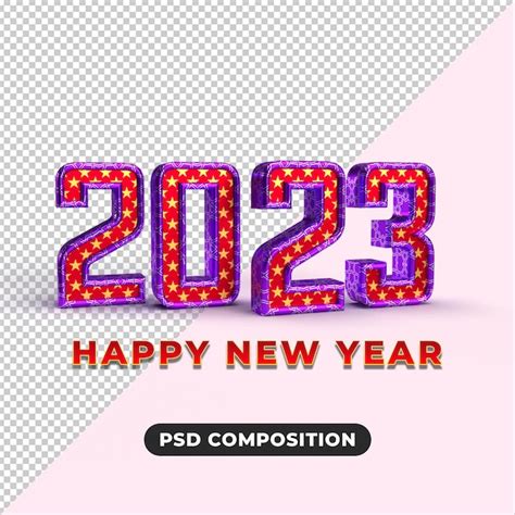 투명 한 배경에 2023 황금 장식 휴일입니다 프리미엄 PSD 파일