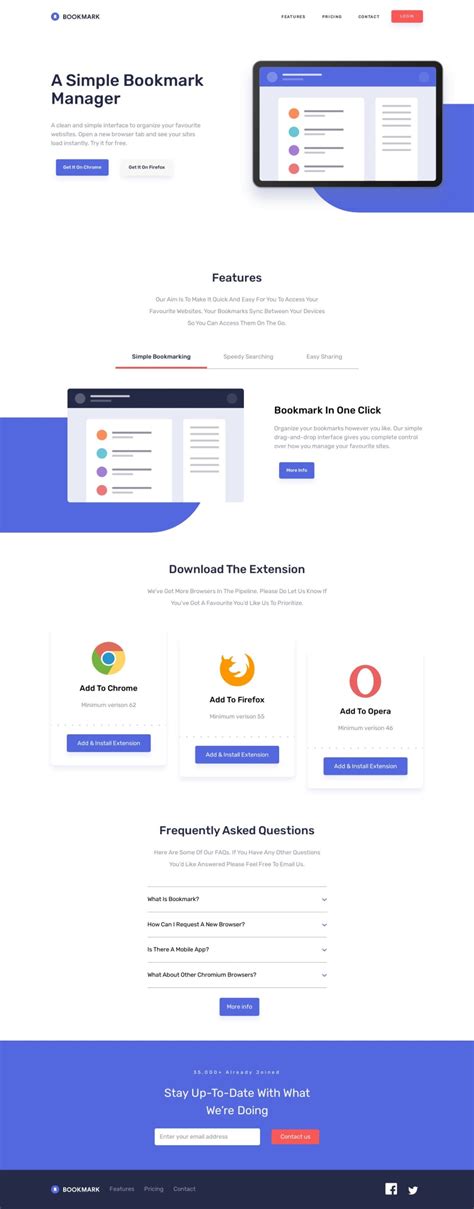 Frontend Mentor Responsive Bookmark Landing Page Using Html Css