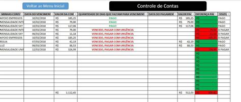 Planilha De Controle De Vencimentos Contas A Pagar E A Receber De