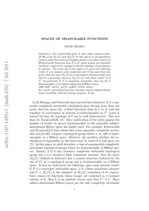 pdf spaces of measurable functions