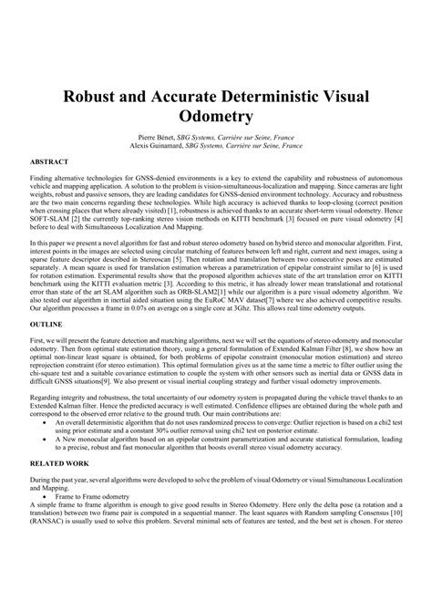 pdf robust and accurate deterministic visual odometry