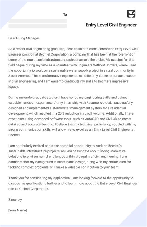 14 Entry Level Civil Engineer Cover Letter Examples Plus Recruiter