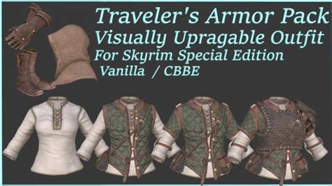 上古卷轴5重置版 旅行者的盔甲包 视觉上可升级的装备 香草 CBBE Traveler s Armor Pack Visually