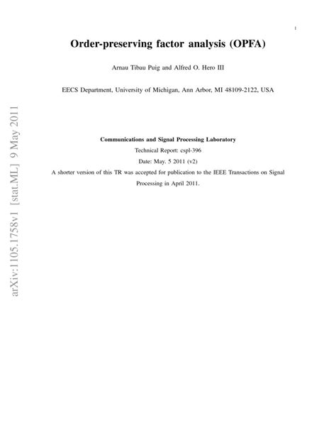 order preserving factor analysis opfa deepai