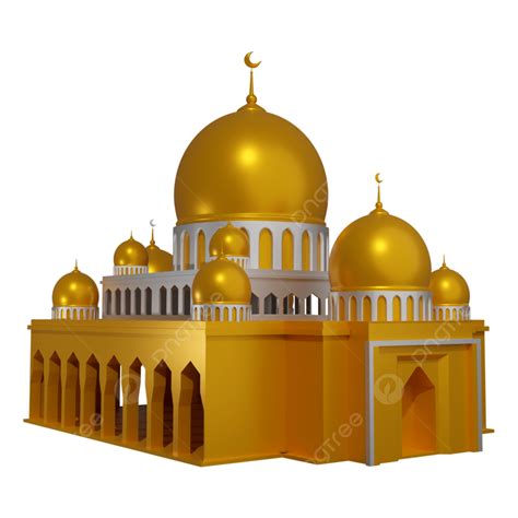 Mosque 3d PNG Realistic Gold Mosque 3d Illustration Masjid Mosque