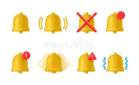 3d Notification Golden Bell Icon Collection Realistic Vector Ring