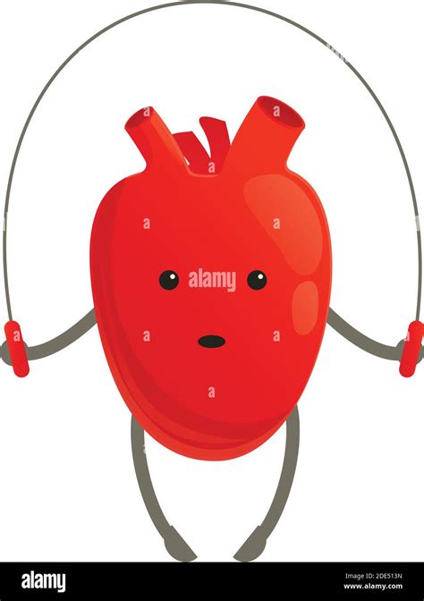 Icono de cuerda de salto de corazón saludable Dibujos animados de