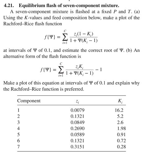 solved a seven component mixture is flashed at a fixed p and
