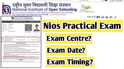 Nios Exam Date And Time For Practical Exam Task Is Helping Nios