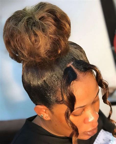 High Bun Hairstyles With Bangs For Black Women