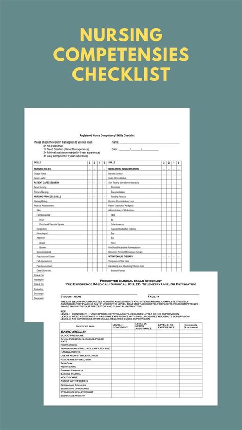 Printable Nursing Skills Competency Checklist