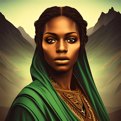 Cinematic Portrait Of A Dark Skinned Female Nomad · Creative Fabrica