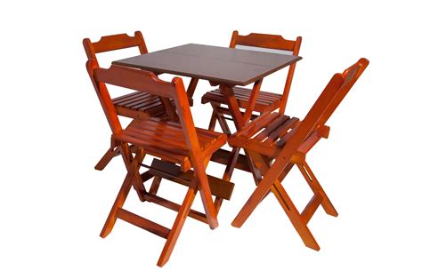 Conjunto Jogo de Mesa 70x70 4 Cadeiras Dobráveis DG Móveis mel