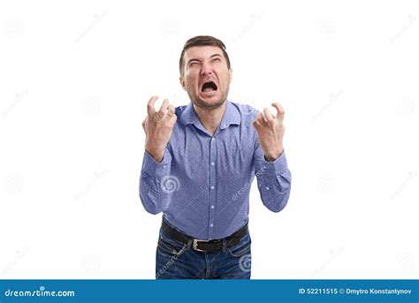 Emotional Screaming Man Isolated Stock Image Image Of Casual Pain