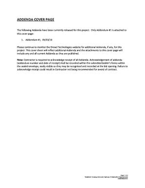 Fillable Online Modot ADDENDA COVER PAGE Modot Fax Email Print