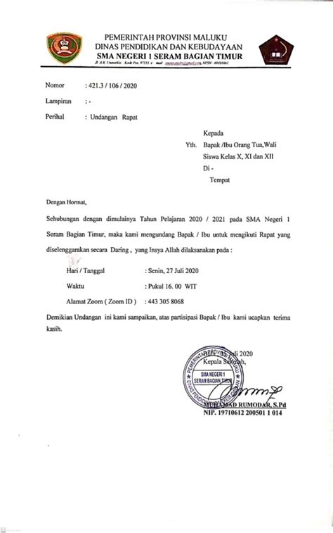 Contoh Surat Undangan Rapat Sosialisasi Contoh Surat Resmi