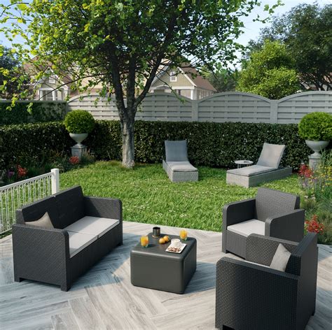 Salon bas de jardin résine injectée anthracite Novo NATERIAL 4