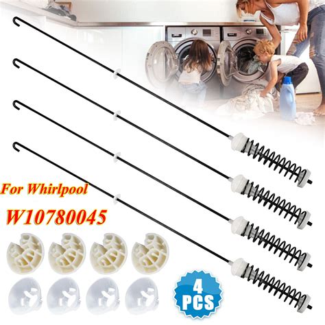 4 W10780045 W10821956 W10537442 Washer Suspension Rod Kit For