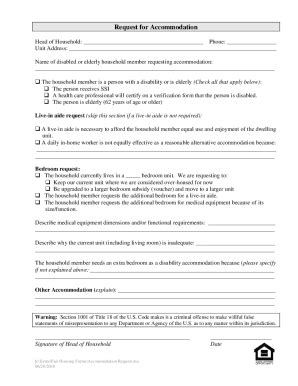 Fillable Online Disability Accommodation Request For Live In Aide And