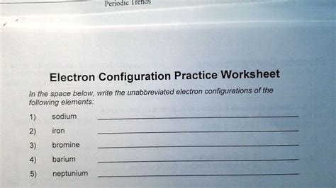 Solved Periodic Trenas Electron Configuration Practice Worksheet In