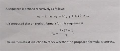 solved a sequence is defined recursively as follows