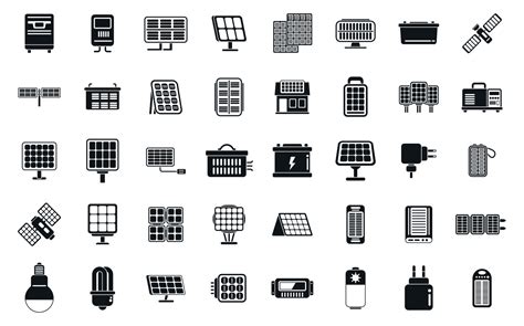 Solar Panels Icons Set Simple Vector Solar Inverter 16161385 Vector