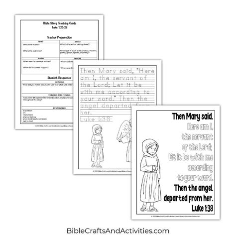Angel Visits Mary Activity Pages Bible Crafts Shop