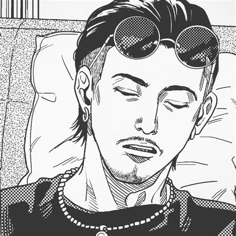 A Black And White Drawing Of A Man With Sunglasses On His Head Laying