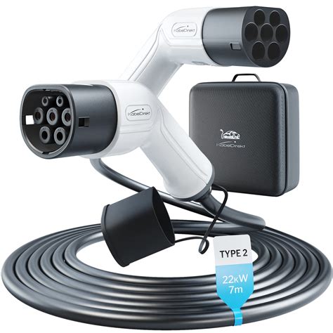 Type 2 electric vehicle charging cable 22kW 7m with carry case TÜV