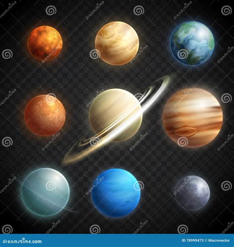 Planets Realistic Transparent Set Stock Vector Illustration Of