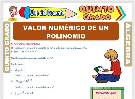 Valor Numérico de un Polinomio para Quinto Grado de Primaria Web