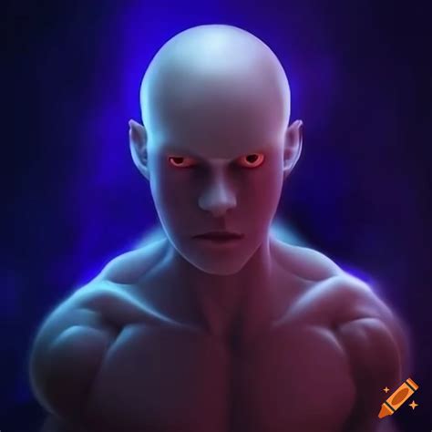 Androgynous Muscular Figure With Glowing White Eyes In Full Body Shot