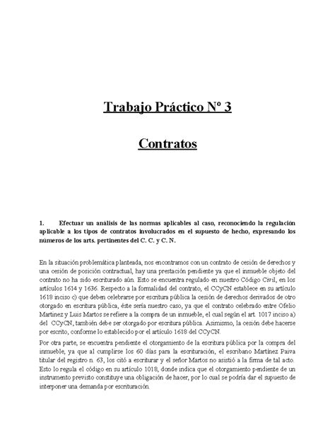 Contratos tp 3 APROBADO CON 10 Trabajo Práctico Nº 3 Contratos