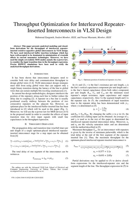 pdf throughput optimization for interleaved repeater inserted interconnects in vlsi design