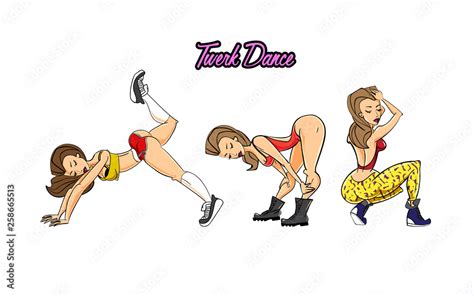 Twerk Dance Poster Design With Cartoon Style Girl Stock Vector Adobe Stock