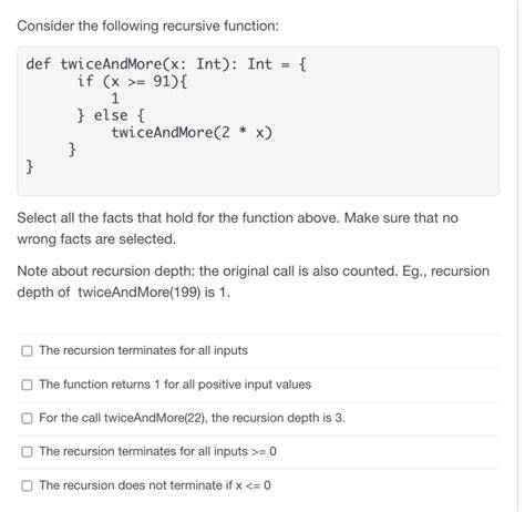 Solved Consider The Following Recursive Function Def Chegg