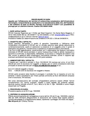 Fillable Online Er Go 1 DISCIPLINARE DI GARA Er Go Fax Email Print