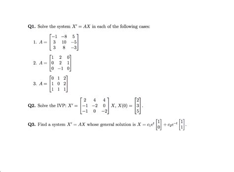 solved 1 solve the system x ax in each of the