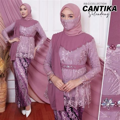 Jual SET KEBAYA CANTIKA SELENDANG PITA PAYET MODERN KEBAYA WISUDA
