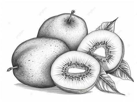 The Line Sketch Depicts A Kiwi Fruit Coloring Page Kiwi Fruit Png
