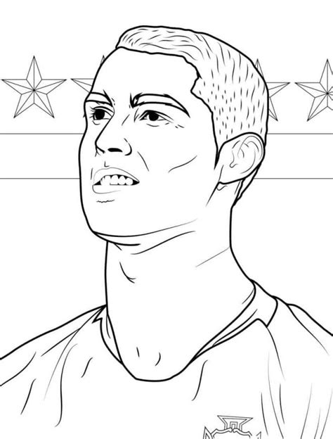 Coloriage Cristiano Ronaldo vue de prêt dessin gratuit à imprimer