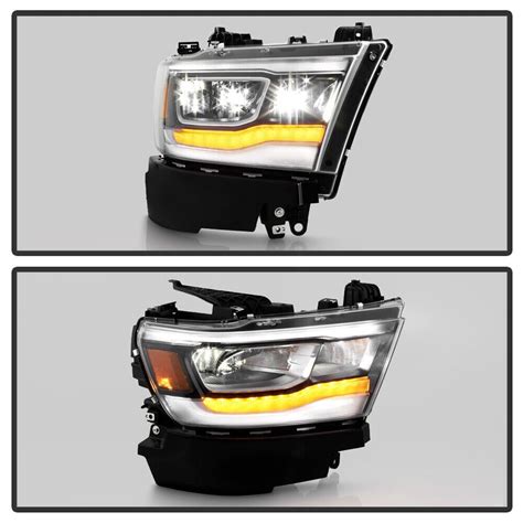 Spyder 2019 2023 Dodge RAM 1500 Chrome FULL LED DRL Reflector Headlight
