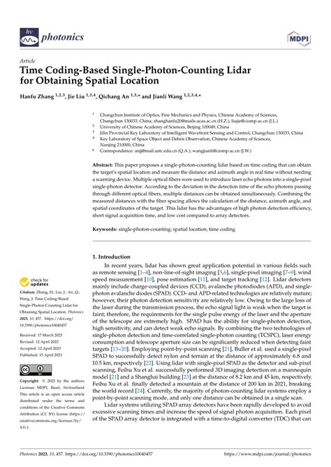 pdf time coding based single photon counting lidar for obtaining spatial location