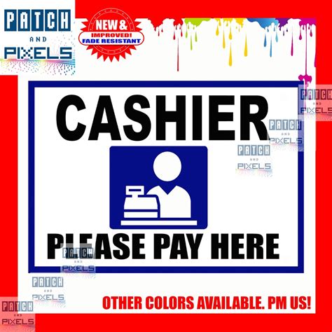 Cashier Pay Here Sign Take Out Counter Sign Laminated Pvc Sticker X
