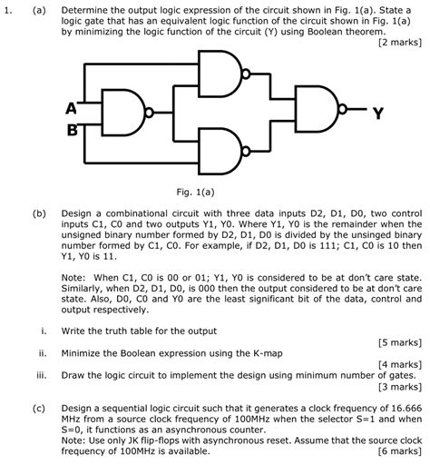 solved 1 a determine the output logic expression of the
