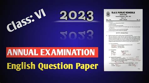 Dav Class Annual Exam English Question Paper Youtube
