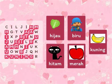 Kata Adjektif Warna Tahun Wordsearch