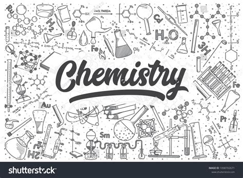 Hand Drawn Chemistry Doodle Set Lettering Chemistrychemistry Drawn